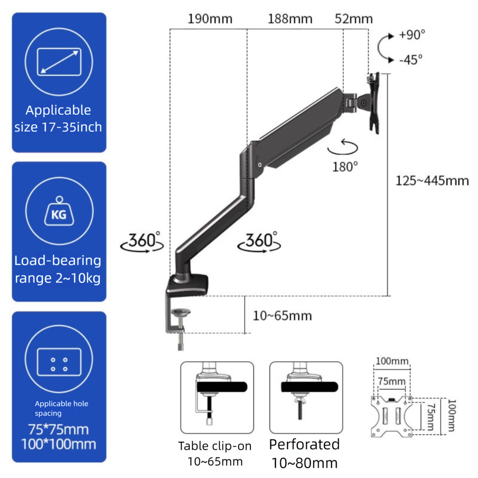 17-34 Inch Screens Monitor Mount Adjustable Computer Monitors Stand ...