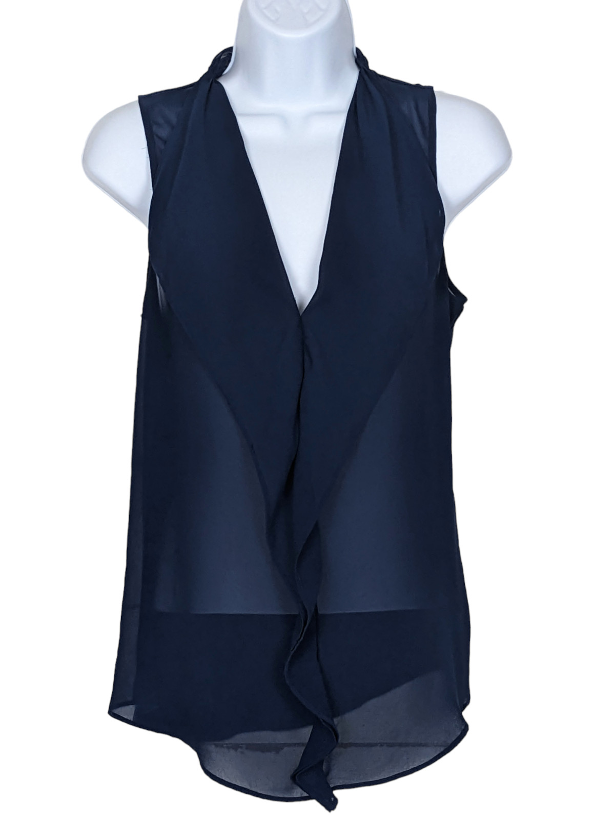 Princess Vera Wang Sheer Deep Blue Ruffled Blouse Siz… - Gem