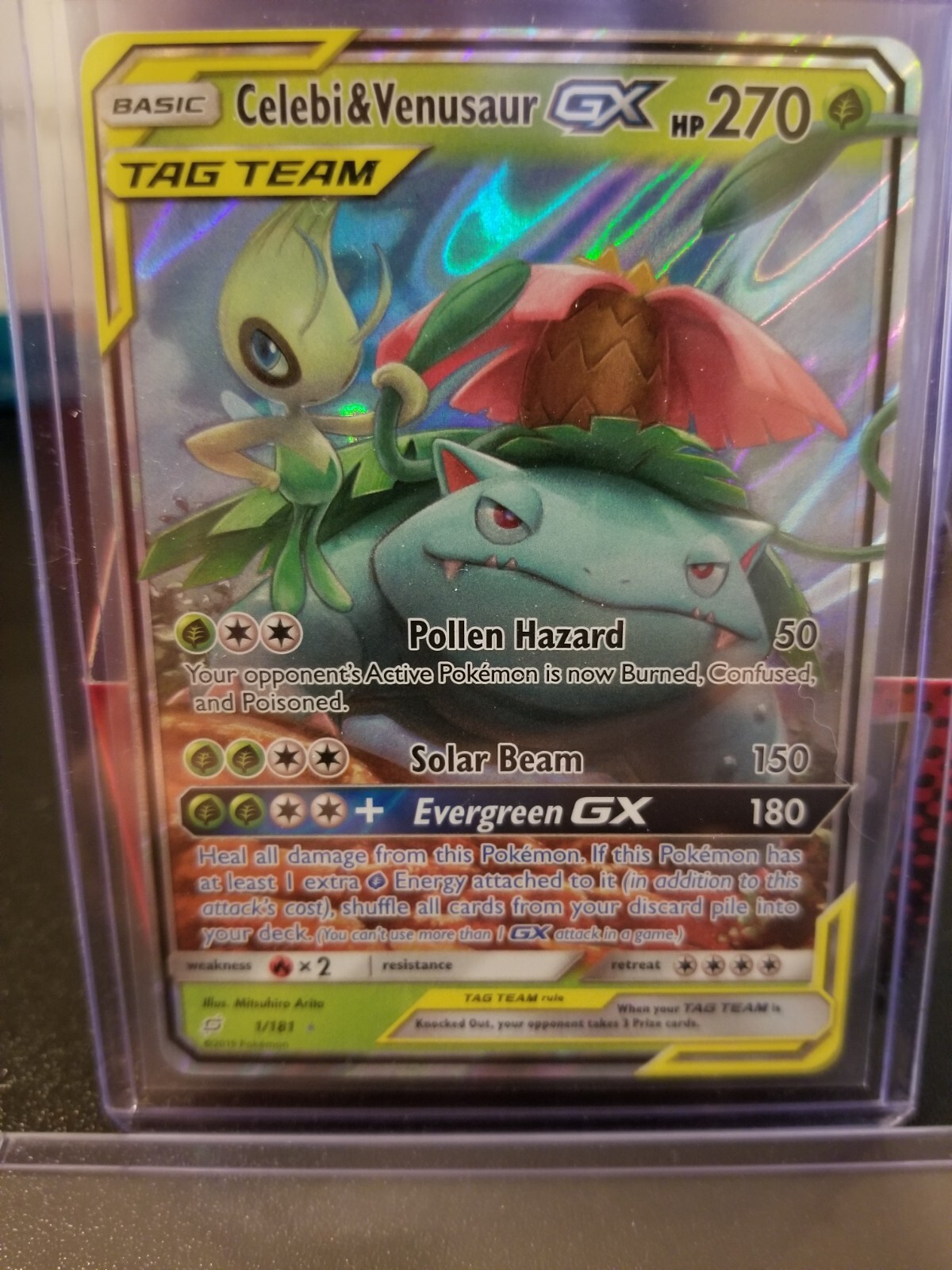 Pokémon TCG Celebi & Venusaur GX Team Up 1/181 Holo Ultra Rare Near ...