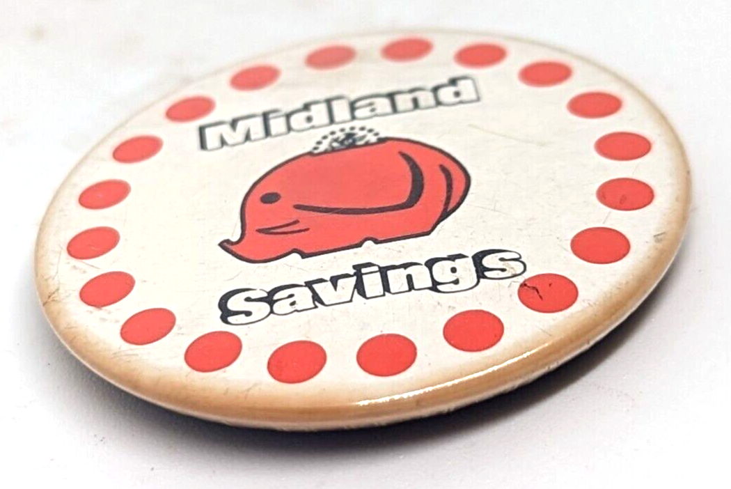Vtg MIDLAND SAVINGS BANK Building Society Elephant 1970's Badge Pin ...