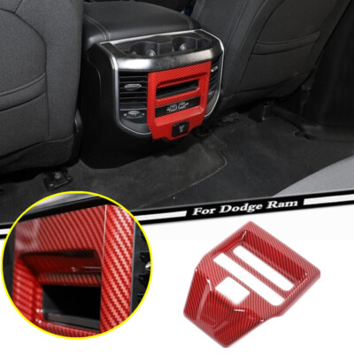 For 19-24 Dodge RAM 1500 Red Carbon Fiber Rear Control Panel Air Vent ...