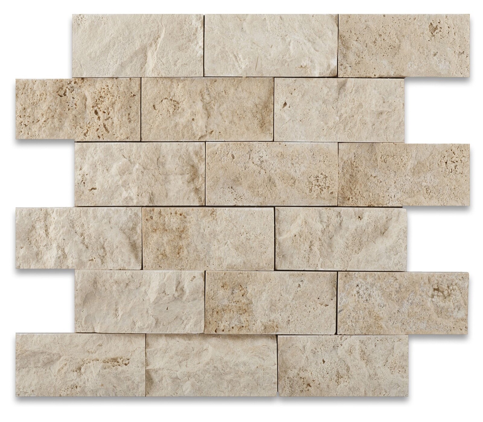 Sample of Beige Split Face Travertine Mosaic Wall Tiles Cladding ...
