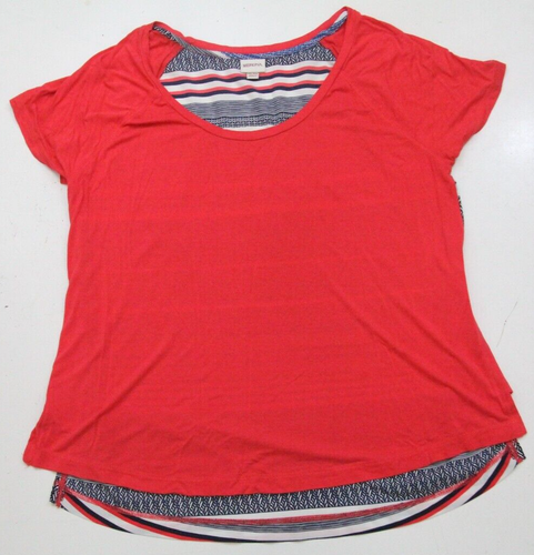 Merona Red Blue Tee T-Shirt XXL Women's Short Sleeve Solid Rayon ...