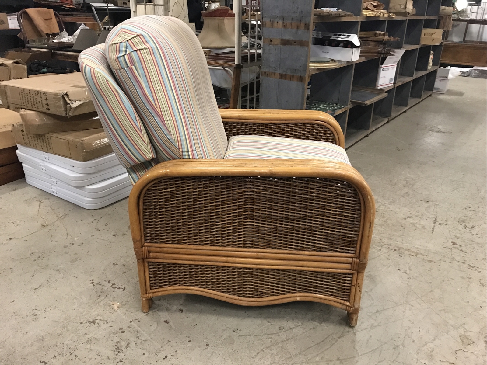 Braxton Culler rattan bamboo wicker reclining chair USA made Designer ...