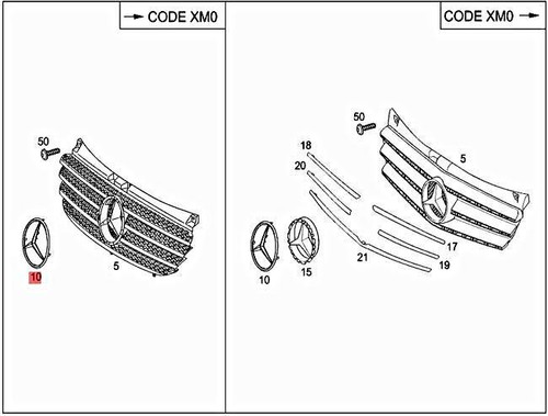 Genuine Front Grille Emblem Star Mercedes W447 W216 X204 W463 ...
