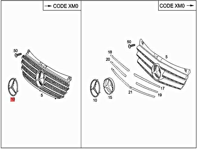 Genuine Front Grille Emblem Star Mercedes W447 W216 X204 W463 ...