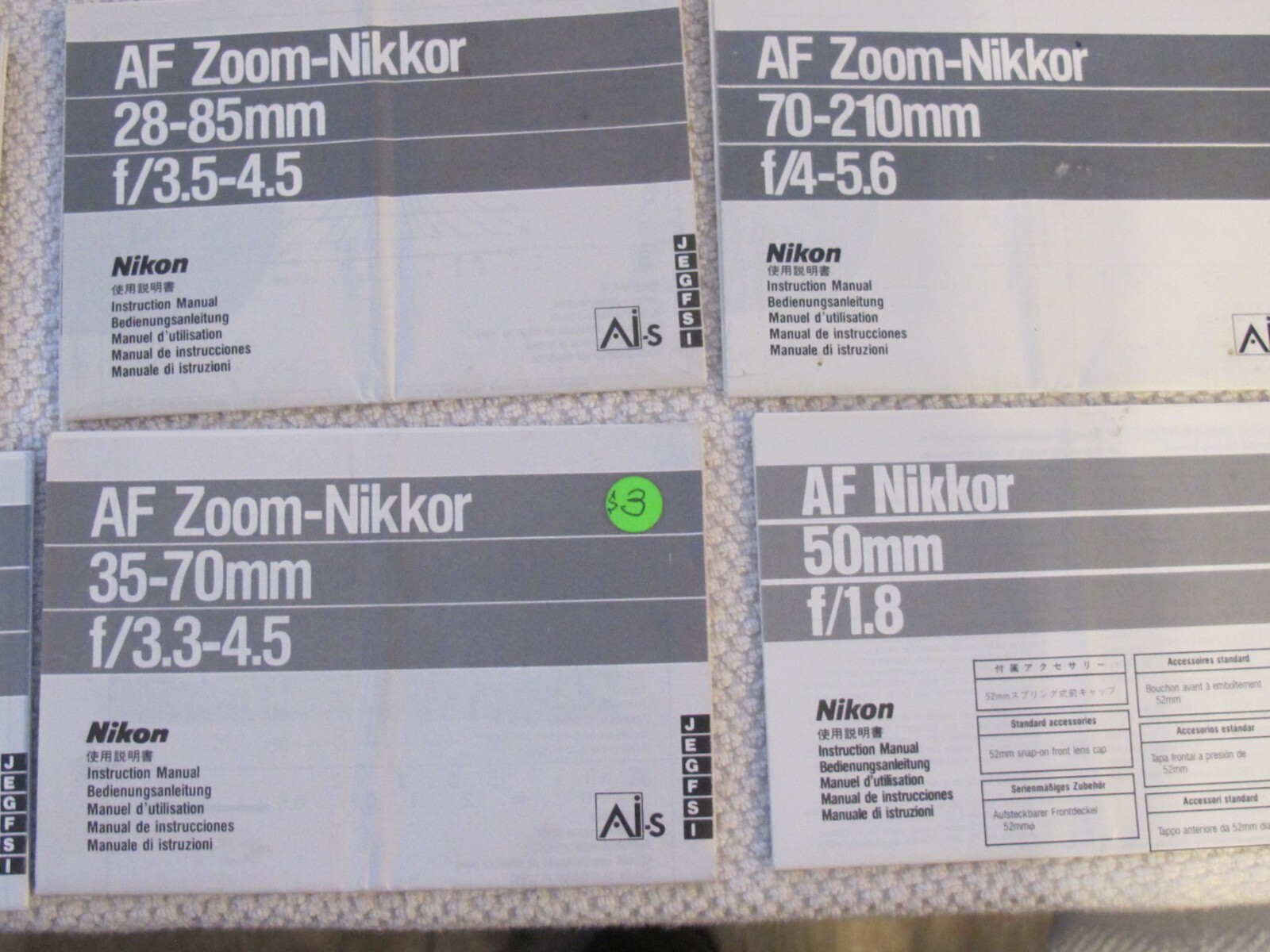 LOT of Original NIKON Lens Instruction Manual AF NIKKOR ED ZOOM AF-S DX ...