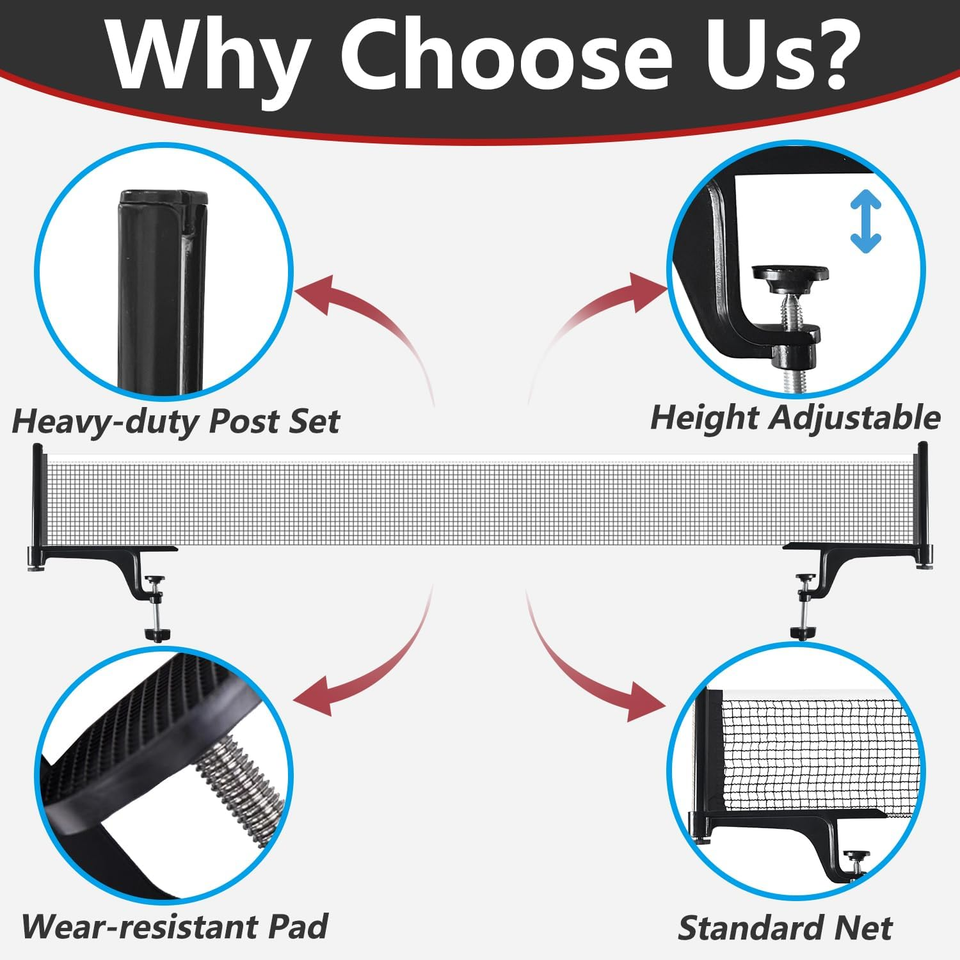 Ping Pong Post Set Table Tennis Net Ping Pong Net with Clamp ...