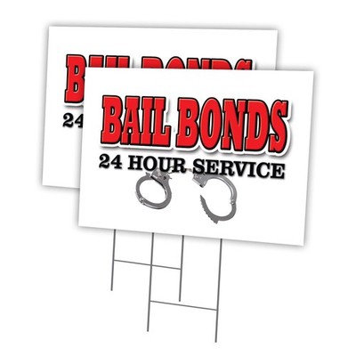 Bail Bonds Yard Sign 2 Pack 12x16 Double Sided w/ Stake Outdoor ...
