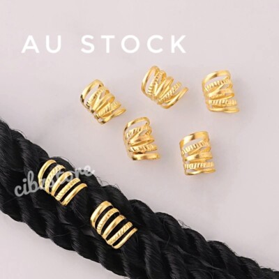 20x Hair Dreadlock Cuff Beads Braids Beard Ponytail Rings Gold ...