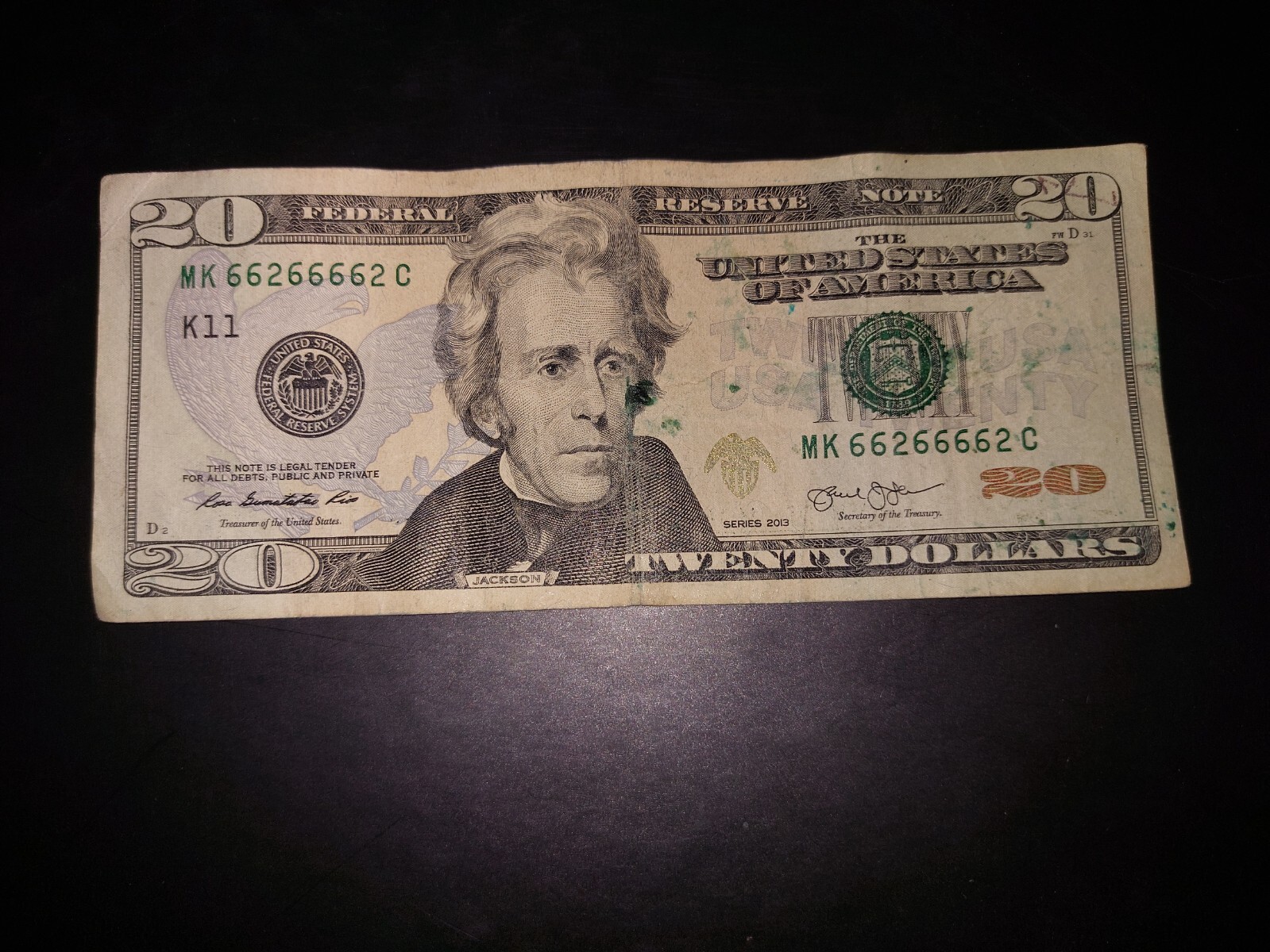 Fancy serial number bill binary..with Ink Smear..VERY RARE! | eBay