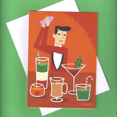SHAG Josh Agle Xmas Bartender Greeting Card Art Christmas 2020 HOLIDAY ...