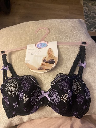 Per Una Balcony Bra 30C Black/purple | eBay UK