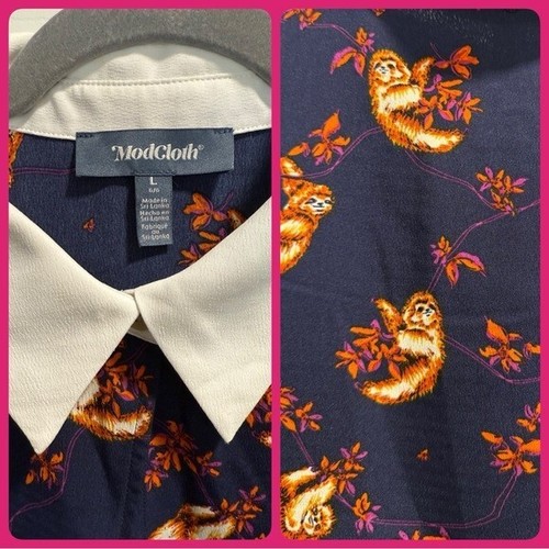 NWOT Modcloth Sloth Swing Blouse-Size L | eBay