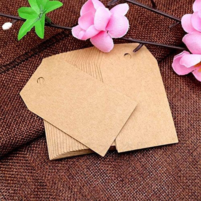100Pcs Thank you Tag Craft Paper Hang Tag Label with 20m jute Wedding ...
