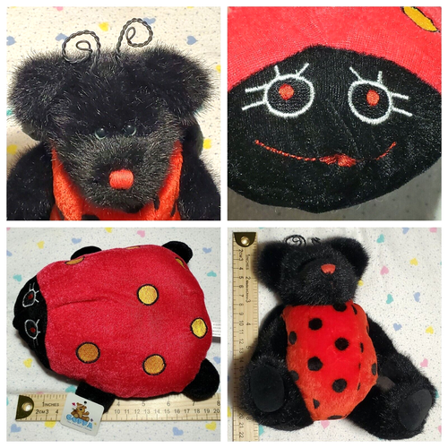 2 Stuffies! Boyds Lady B. Bug Plush Stuffed 9" Black Bear Ladybug ...