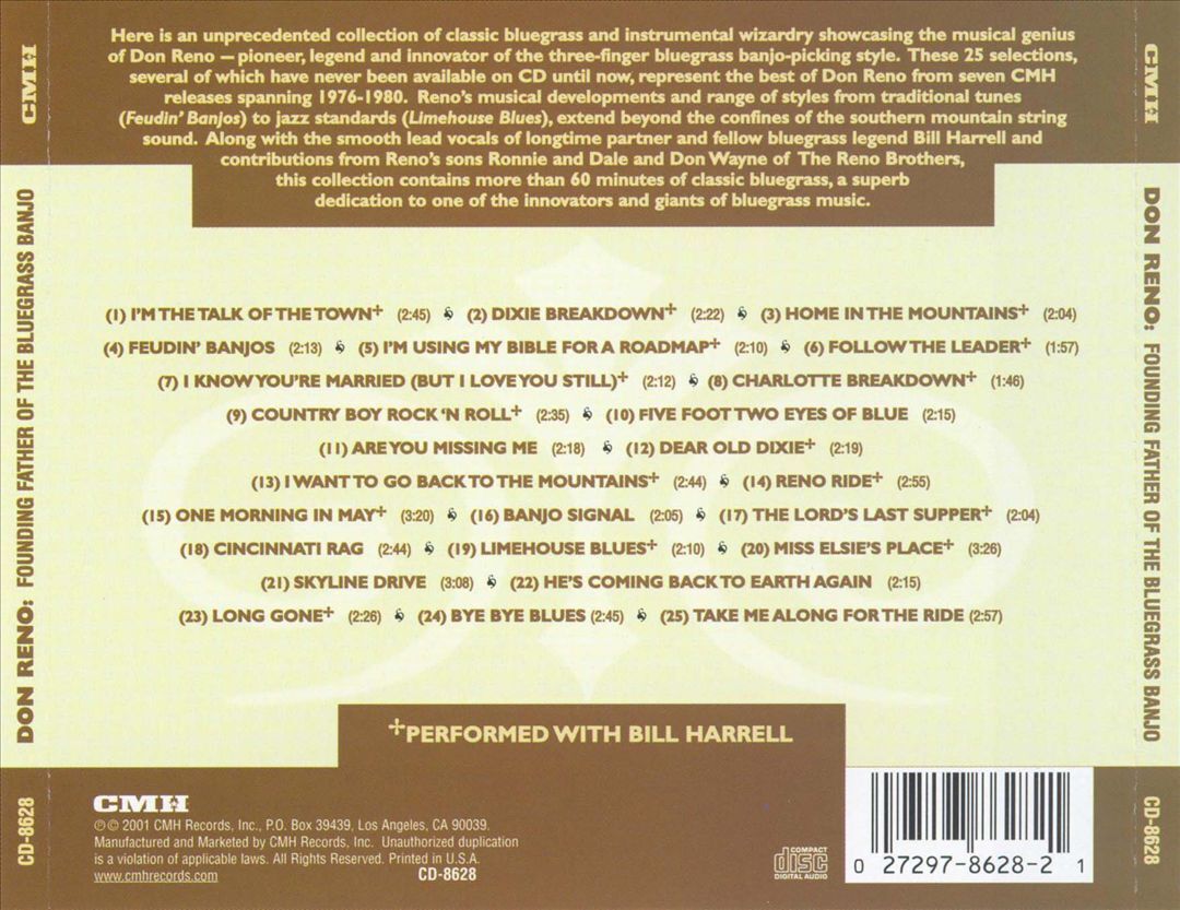 DON RENO FOUNDING FATHER OF THE BLUEGRASS BANJO NEW CD 27297862821 | eBay