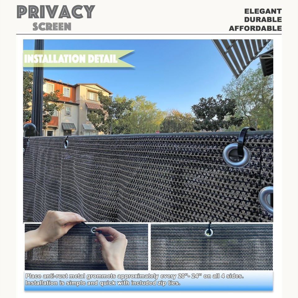 3', 4', 5', 6' Tall Balcony Fence Privacy Screen | Windshield Shade for ...