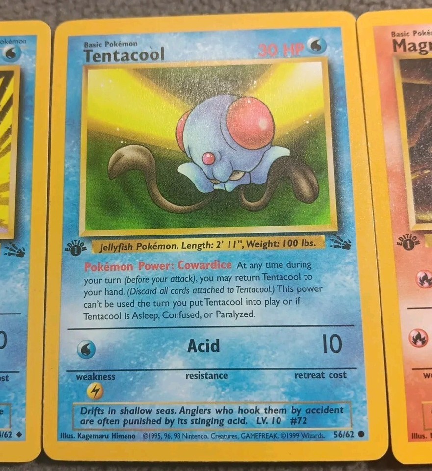 X3 First Edition 1999 Pokemon Trading Cards Tentacruel, Tentacool ...