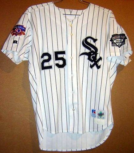 CHICAGO WHITE SOX MIKE PAZIK #25 WHITE PINSTRIPE 1997 MLB Size 48 ...