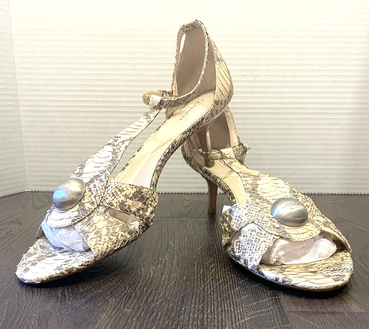 Coach Hellena Cream/Grey/Silver Snake Python Ankle St… - Gem