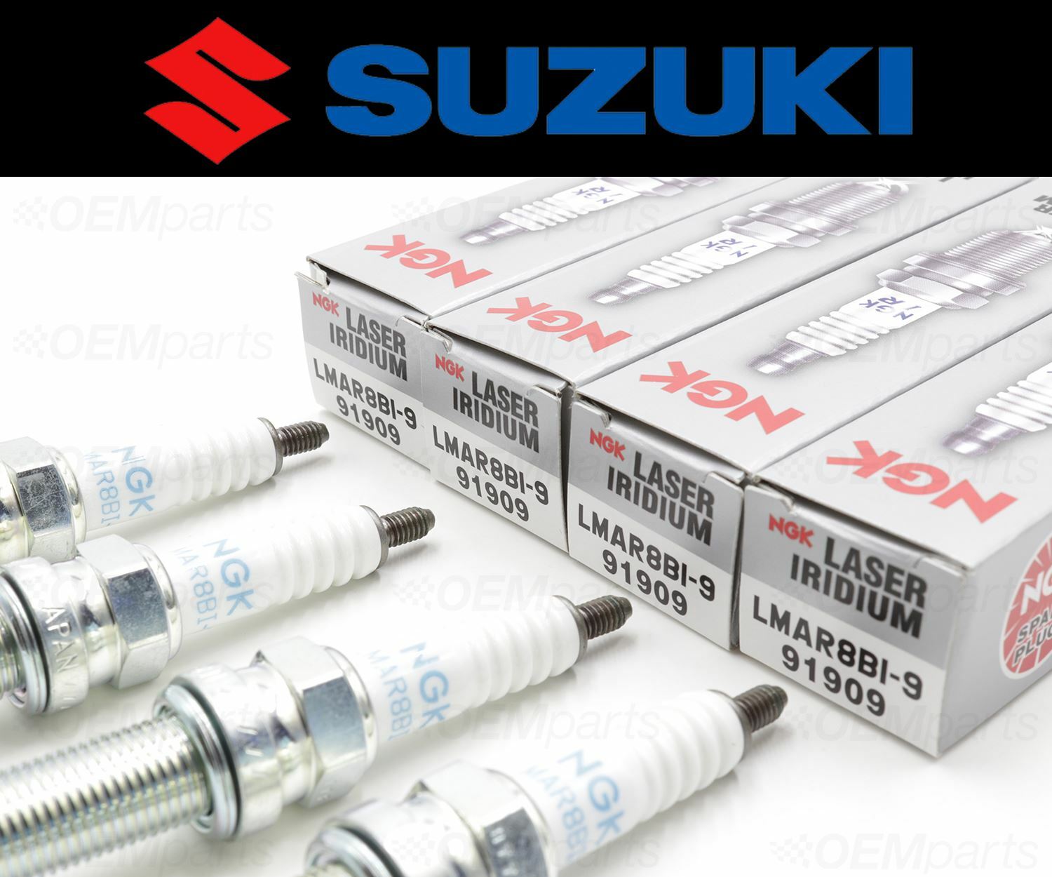 Set of (4) NGK LMAR8BI-9 Spark Plugs Suzuki (See Fitment Chart) #09482 ...