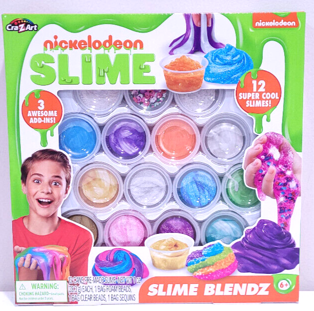 Nickelodeon Slime Blendz 12 Cans Pre-Made Kit Foam Clear Beads Sequins ...