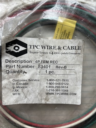 *NEW* TPC Wire & Cable 4P FEM REC 83401 | eBay