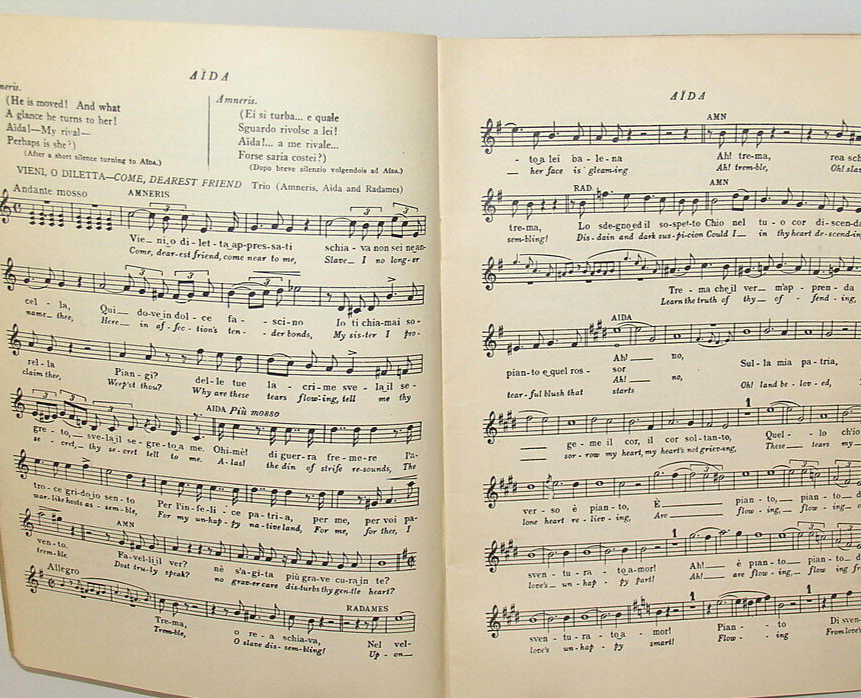 Antique Program Booklet Grand Opera Libretto Aida by Verdi | eBay