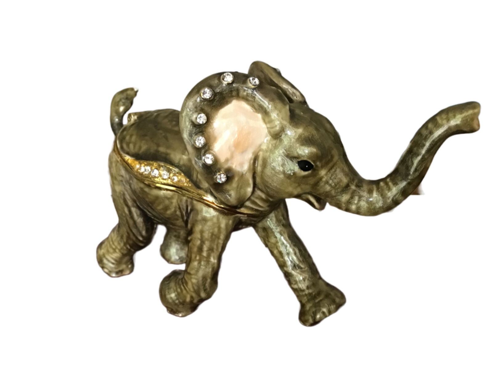ELEPHANT Trinket Box Hand painted Enamel & Austrian Crystals ...