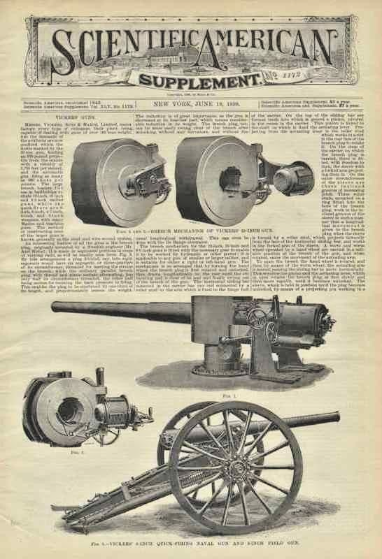 1898 Vickers Machine Gun 6 inch Naval Gun 12 Pound 3 Inch Field Guns ...