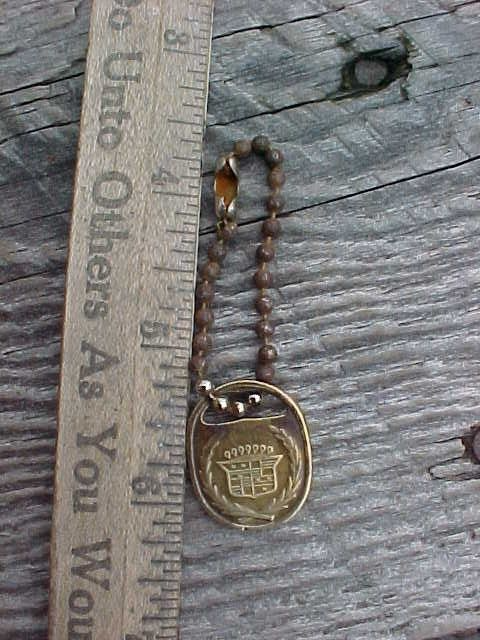 Vintage Cadillac Crest Ball Keychain w Patina Cut Key Head Ol Skool ...