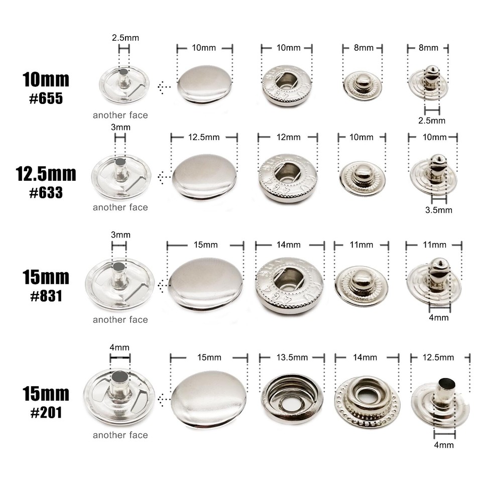 Leather Bag Coat Clothes No Sewing Press Snap Stud Button Popper ...