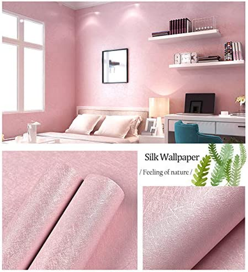 Pink Peel and Stick Wallpaper Silk Embossed Contact Paper, 15.7x118 ...