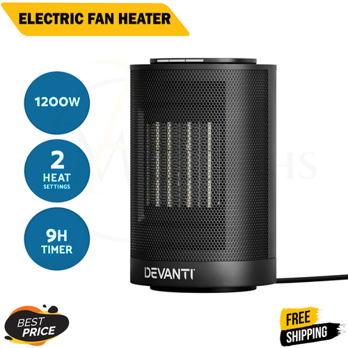 Devanti Electric Fan Heater Portable Ceramic Standing Room Office ...