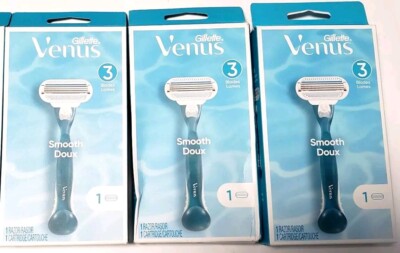3Packs New Gillette Venus Smooth Doux Women's Razor 1Handle 1Cartridge ...