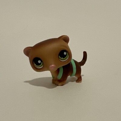 Littlest Pet Shop LPS #209 Brown FERRET Green Eyes (2005) Red Magnet | eBay