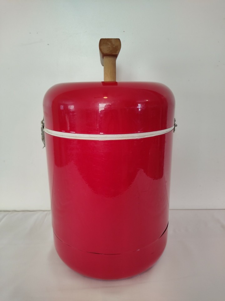 Vintage 1960's Round Coca Cola Metal Cooler Red Styrofoam Picnic Camp ...