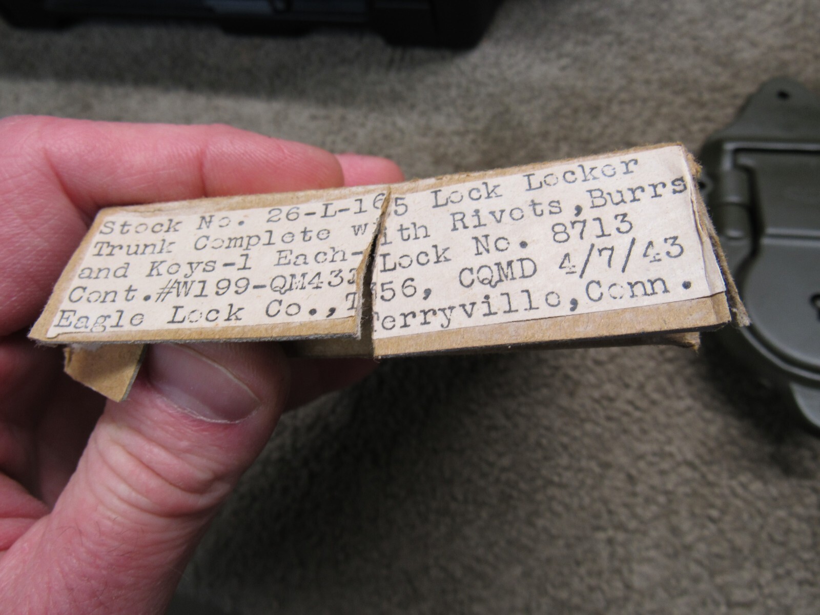 WW2 US Military Trunk Footlocker Lock W/ All Hardware 1943 Eagle Lock ...