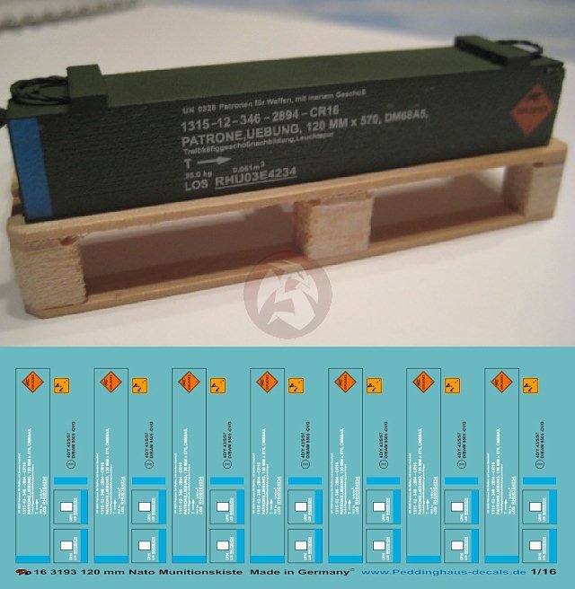 Peddinghaus 1/16 120mm NATO Tank Ammunition Crate Markings (7 Ammo ...