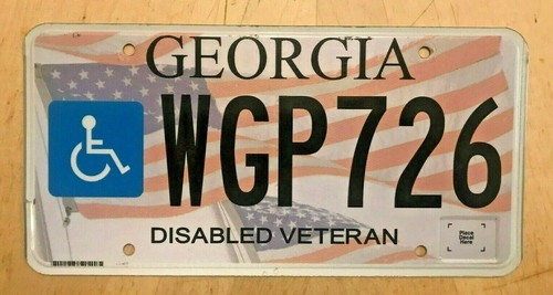 GEORGIA GRAPHIC DISABLED MILITARY VETERAN LICENSE PLATE " WGP 726 ...