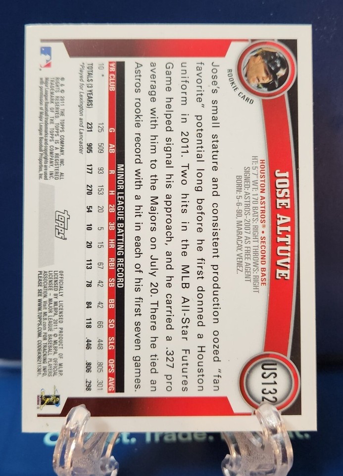 JOSE ALTUVE ROOKIE CARD 2011 Topps Update #US132 Baseball RC | eBay
