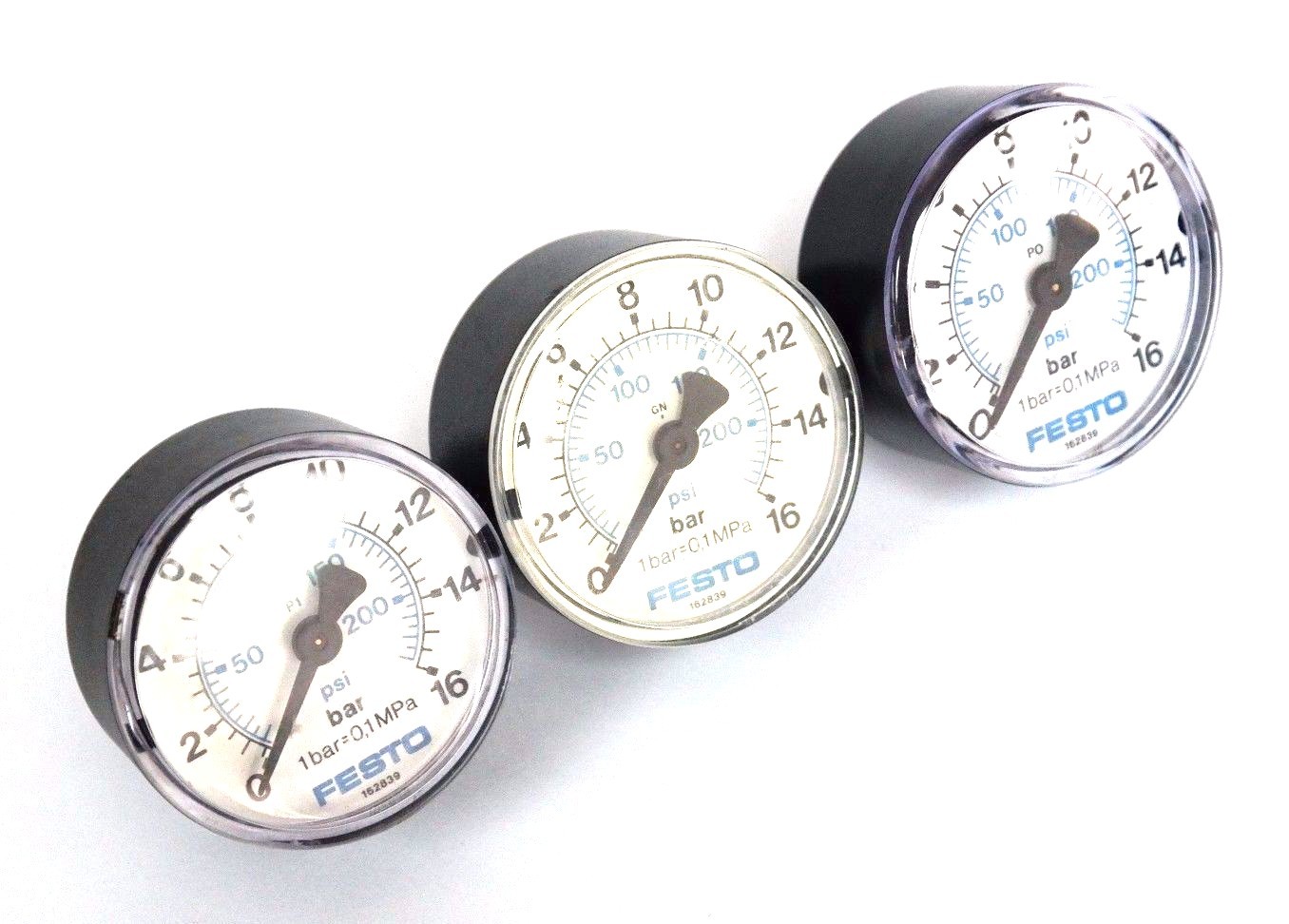 LOT OF 3 FESTO 162839 PRESSURE GAUGES 0-16 BAR, 0-250 PSI | eBay