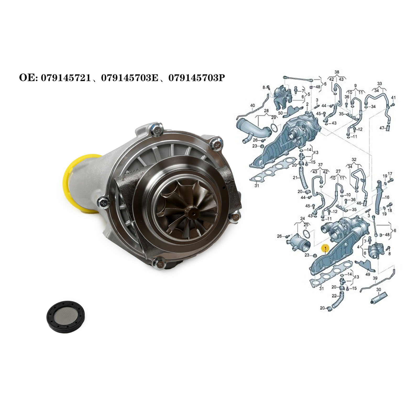 Left Turbocharger Fit For 2010-2018 Audi A6 A7 A8 4.0TFSI 079145721 ...