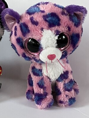 Ty Beanie Boo Reagan The Leopard Plush Cat 6” Small Pink Purple | eBay