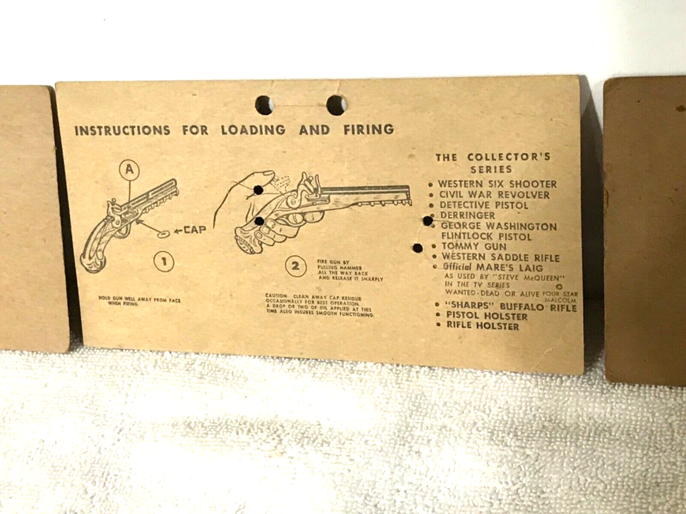 Vintage 1950 s Marx/Collectors Miniature Series Caps Guns PACKAGING ...
