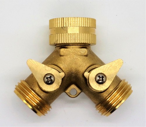 Heavy Duty Brass 2 way splitter Y Adapter, garden connector with ball ...