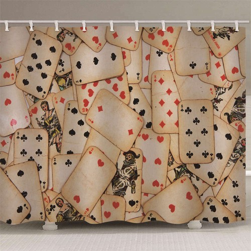 Splicing Playing Cards 3D Shower Curtain Waterproof Fabric Bathroom ...