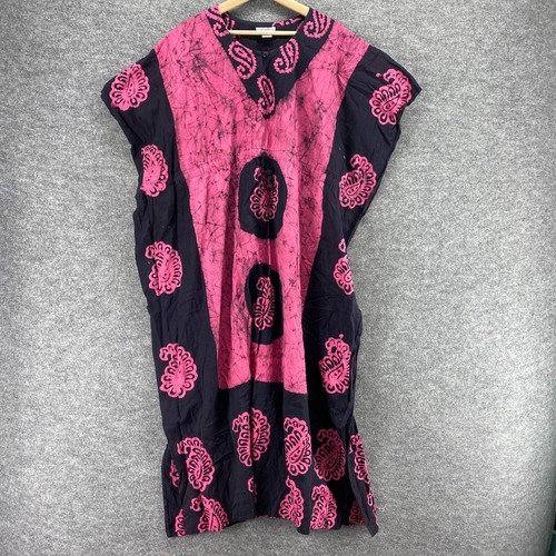 J. Zee Dress Women One Size Black Geometric Shift Midi Crew Neck Short ...