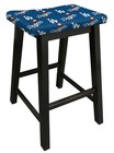 WOOD BAR STOOL BLACK FINISH WITH MLB TEAM LOGO FABRIC 24" OR 29" TALL ...